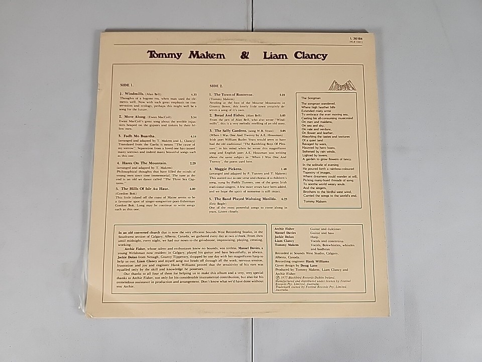 Tommy Makem & Liam Clancy Same LP, Album Interfusion L 36184 Australia 1976 | eBay