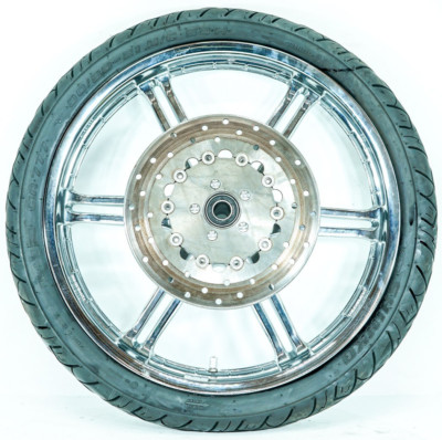 08 Harley Dyna Wide Glide Front Wheel Rim Tire Slotted Chrome 90/90-21 ...