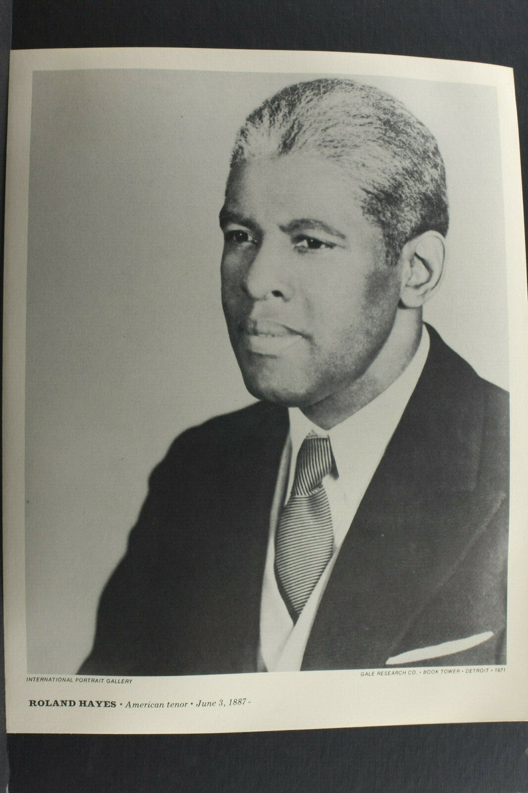 Roland Hayes Tenor Print of International Portrait Gallery Vintage ...