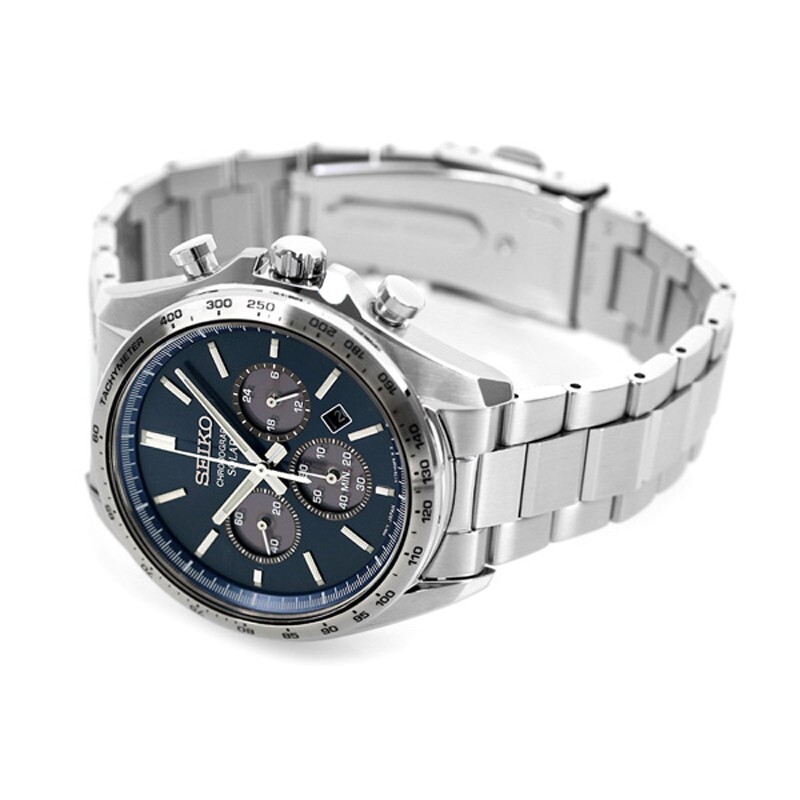 Seiko Selection SBPY163 Panda Blue Dial Solar Analog Chronograph Men ...