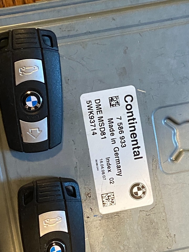 07-10 BMW E90 E91 E92 335I N54 DME MSD81 ENGINE ECU CAS3 IGNITION KEY ...