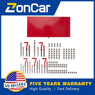 131pcs Thread Repair Kits 5mm 6mm 8mm 10mm 12mm HSS Drill Helicoil ...