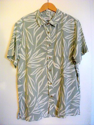 DISTORTION Weed Leaf Button Up Green Short Sleeve Shirt Mens Size ...