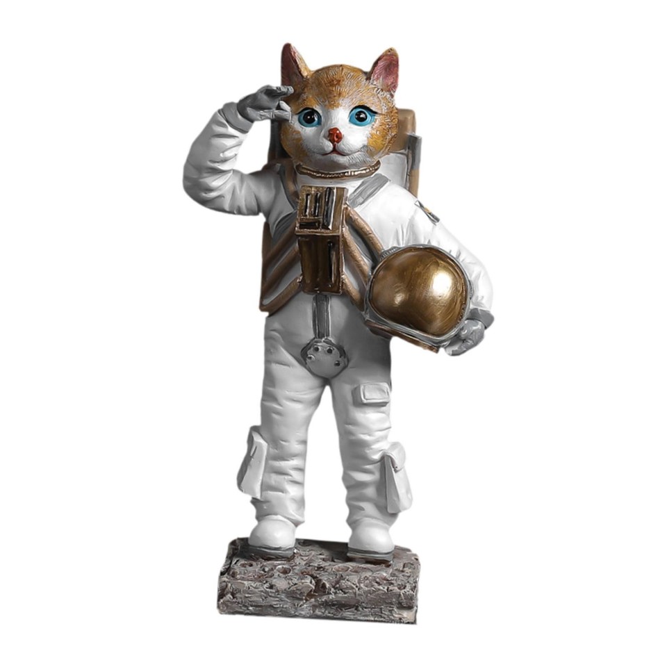 Astronaut Statue Sculpture Collectible Crafts Theme Freestanding Cat ...