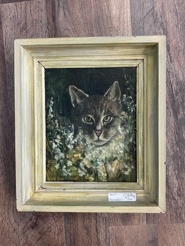 Vintage Hand Painted Framed Cat Art Signed Local VA Artist Unique One ...