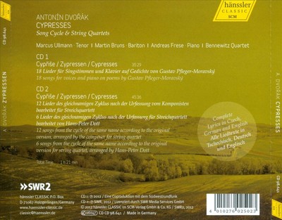 MARTIN BRUNS / MARCUS ULLMANN / BENNEWITZ QUARTET DVORÁK: CYPRESSES ...