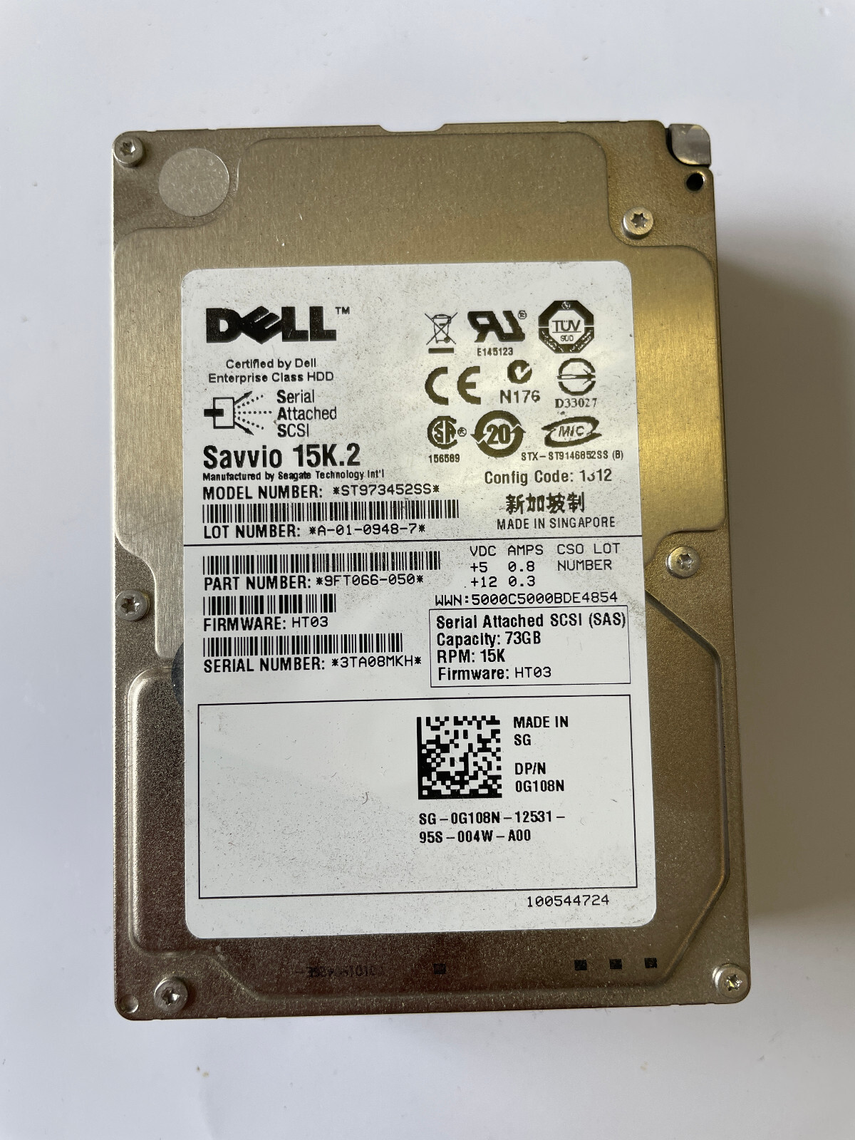 Dell 9FJ066-051 146Gb 10RPM 73GB Sas-6Gbits 2.5inch Hard drive ...
