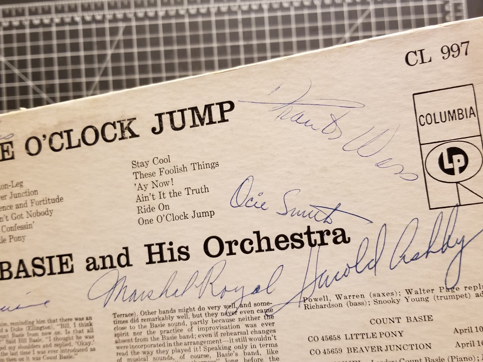 *Signed!* COUNT BASIE One O'Clock Jump LP 1957 1ST PRESS 6-EYE w/ 9 ...