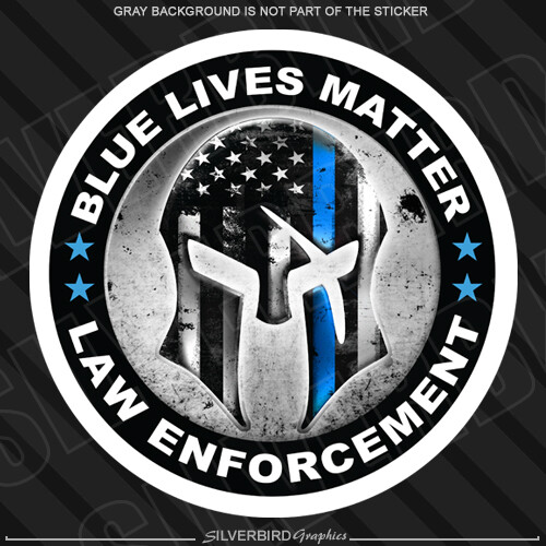 Blue Lives Matter Spartan Sticker Thin Line Hard Hat Police Officer ...