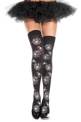 sexy MUSIC LEGS spiders WEBS spiderwebs HALLOWEEN thigh HIGHS stockings ...
