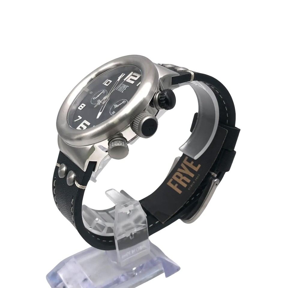 Frye 46mm Stainless Steel Chronograph Black Dial Mens Quartz Watch ...