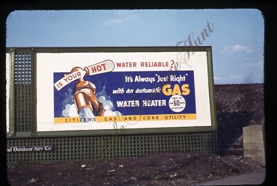 Citizens Gas Co Water Heater Billboard 1940s Slide 35mm Red Border ...