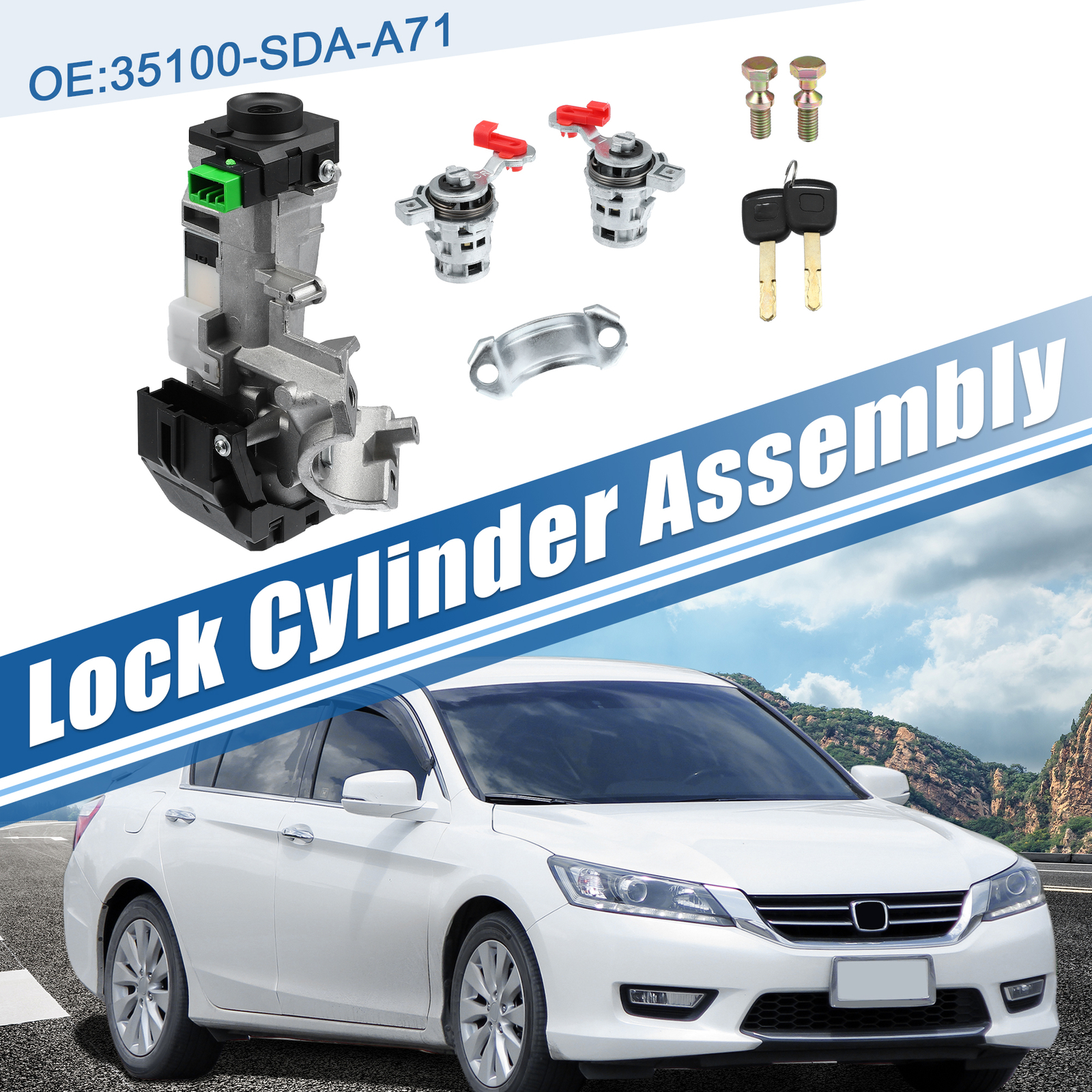 Ignition Switch Lock Cylinder Assembly Kit Fit for Honda Accord 35100 ...