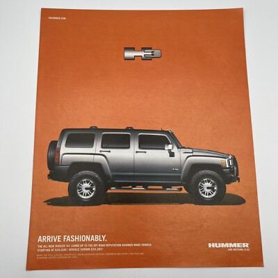 Hummer H3 2006 Print Ad 10"x12" silver Hummer Arrive Fashionably GM | eBay