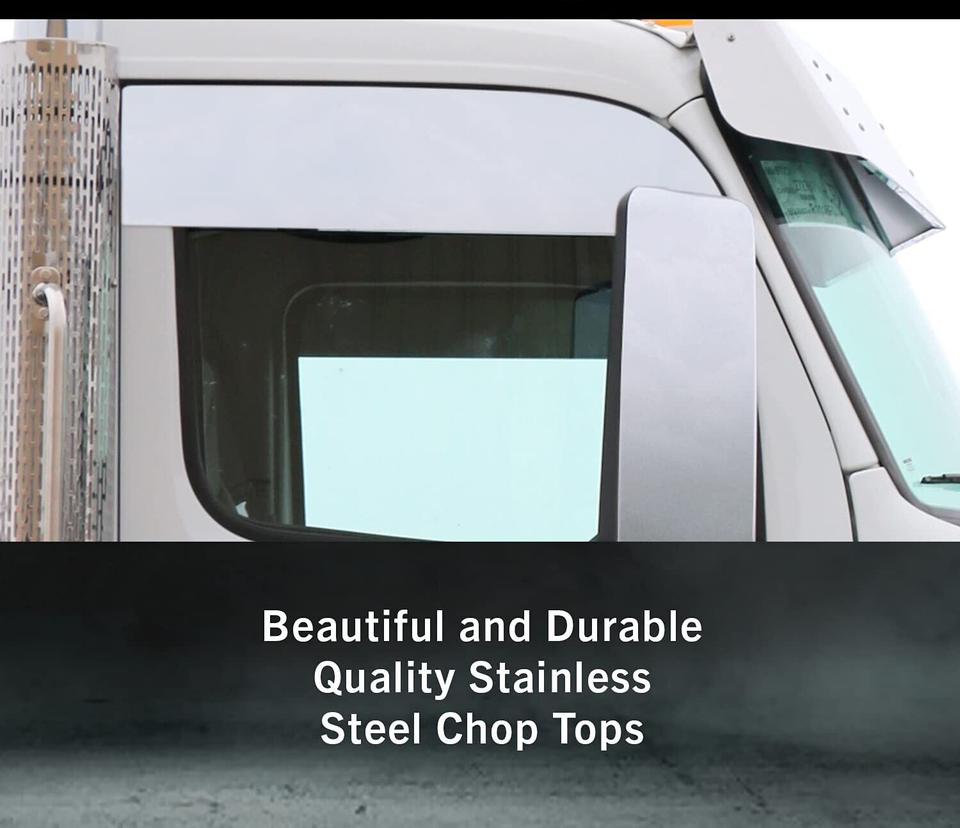 Pair 6" Stainless Steel Chop Tops Window Frame Mount for Peterbilt 567/ ...