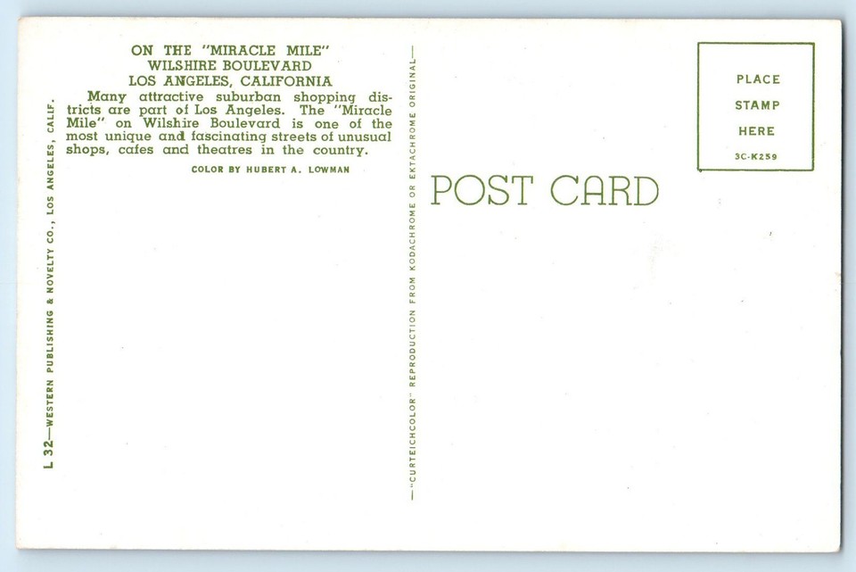 c1960 Los Angeles California Postcard Miracle Mile Wilshire Boulevard Suburban | eBay