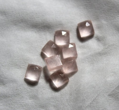 Pack of 5 Pieces Rose Quartz 10mm - 20mm Square Rose Cut Pink Quartz ...