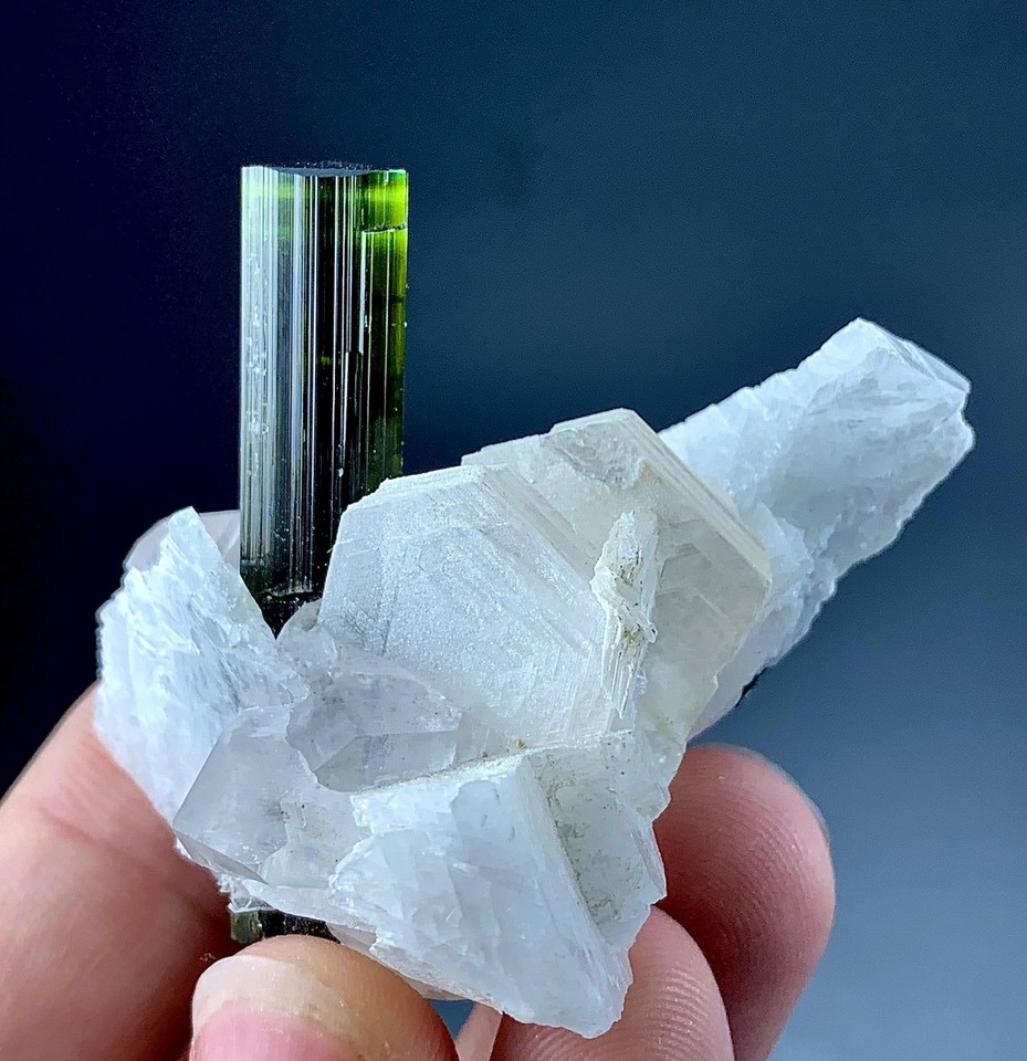 Green Cap Tourmaline Crystal Hosted On Feldspar Matrix Astak Nala ...