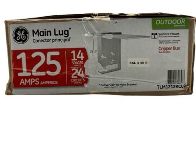 GE 125A 14 Space 24 Circuit Outdoor Main Lug Circuit Breaker Panel ...