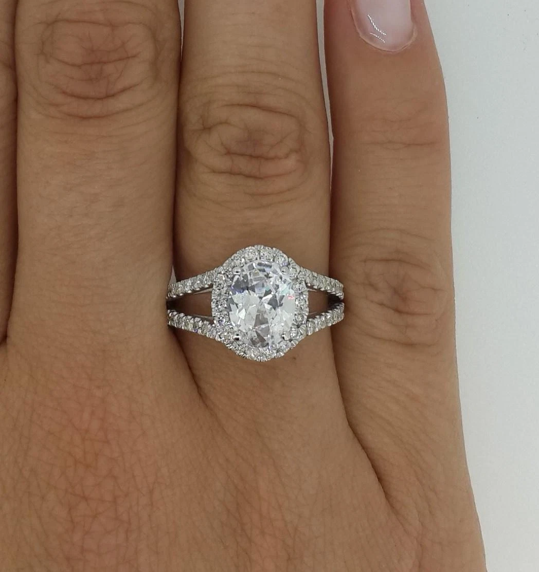 Oval Halo Split Shank Engagement Rings