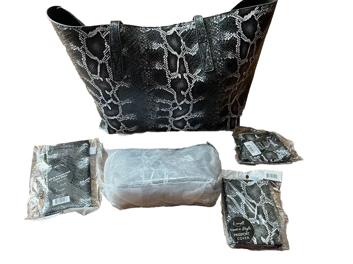 Tote Handbag K. Carroll Snakeskin NEW Vegan Leather W/ Accessories ...
