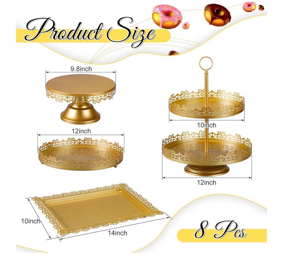 Tioncy 8 Pcs Cake Stand Set Metal Dessert Table Display Stands for ...