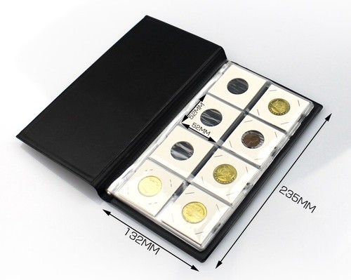 10 Pages Coin Stock Book 80 Pocket Album for 2x2 Paper Flip Holders ...