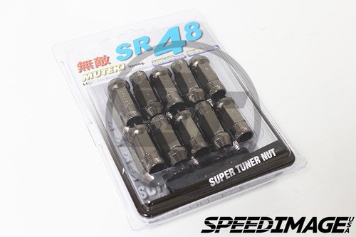 MUTEKI SR48 BLACK CHROME 48MM 12X1.5 OPEN ENDED 20 PCS LUG NUTS SET ...