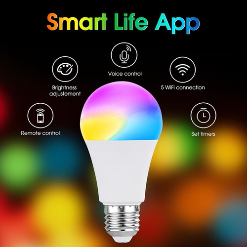 TUYA Smart WiFi E27 LED light bulb RGB Dimmable For alexa google home ...