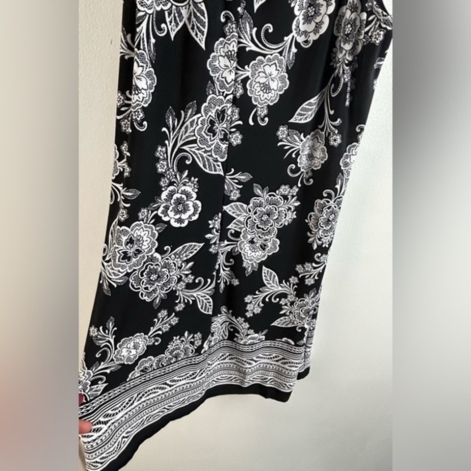 Three Pink Hearts Floral Halter Shift Dress Size Small Black White ...