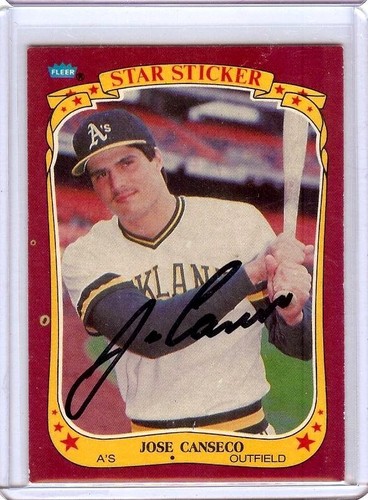 Jose Canseco 1986 Fleer Star Stickers Hand Signed Autograph A's #19 JSA ...