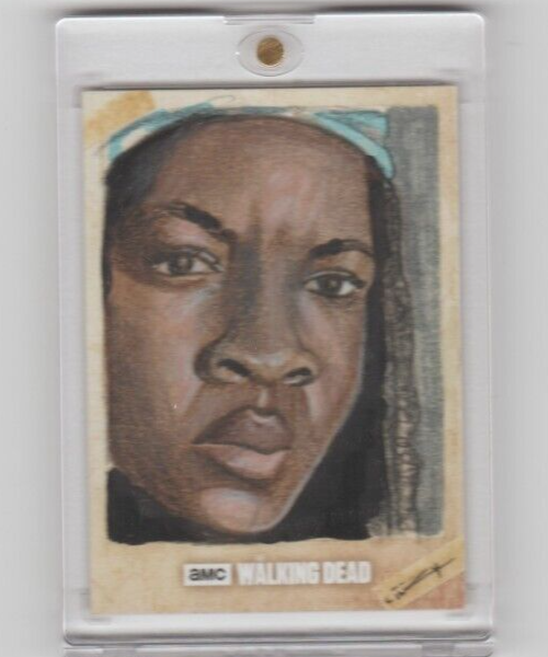WALKING DEAD SEASON 6 MICHONNE SKETCH CARD BY ARTIST LIN ZY BUSCH (#1 ...
