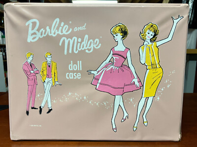 Vintage 1963 BARBIE & MIDGE PINK CARRYING DOLL CASE for 2 DOLLS - RARE ...