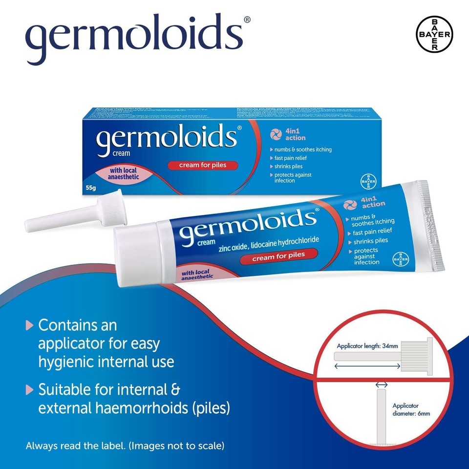 Germoloids Haemorrhoid Cream, Piles Treatment with Anaesthetic, 55 g ...