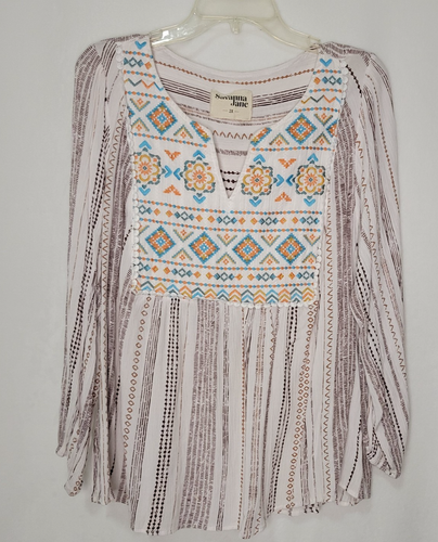 Savanna Jane Top Blouse Tunic Womens Plus Size 2X Southwest Aztec Boho ...