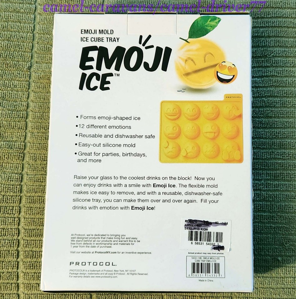 Protocol EMOJI ICE Yellow Silicone Mold ICE CUBE TRAY 12 Different ...