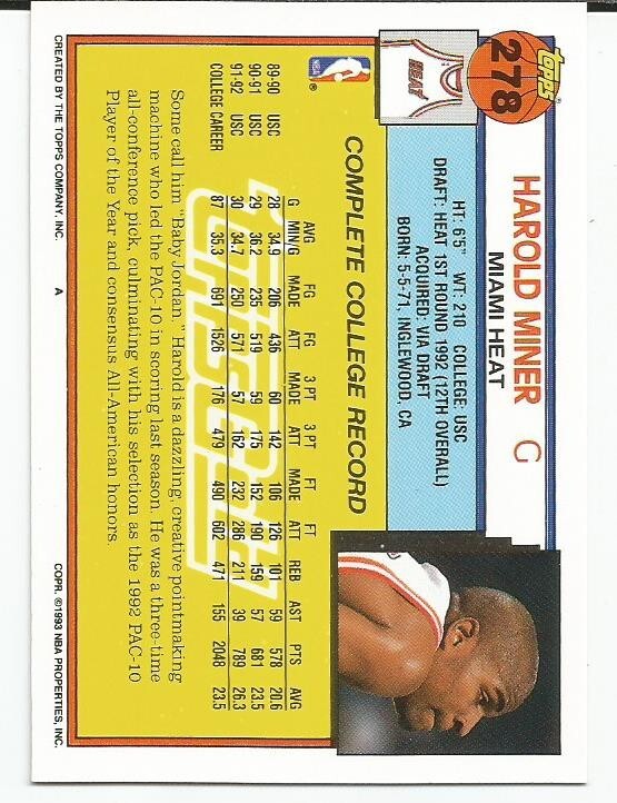 HAROLD MINER 1992-93 TOPPS GOLD ROOKIE CARD NM-MT CONDITION | eBay