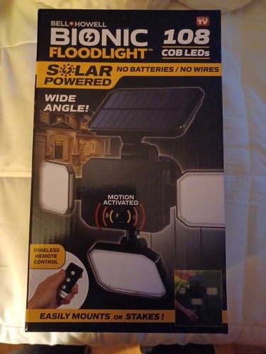 Bell and Howell Bionic Black Solar Powered 108 cob LED Floodlightwide ...