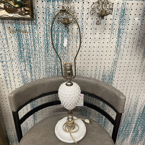 Vintage Hobnail White Milk Glass Table Lamp Booth | eBay