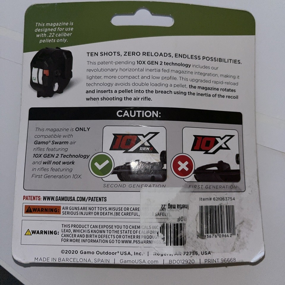 Gamo 10X GEN2 or GEN3I Inertia Fed Quick-Shot .22 Caliber Magazine ...