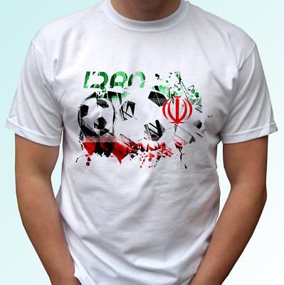 Iran football flag white t shirt soccer style design mens womens kids ...