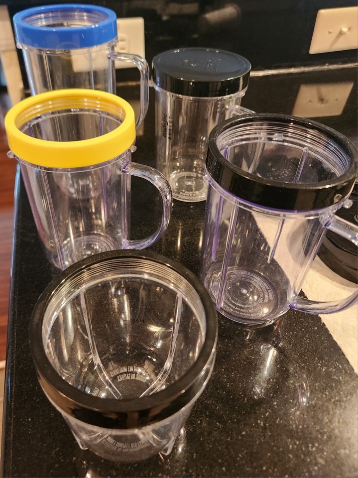5 Magic Bullet Blender Cups Gently Used Replacement Cups with lids | eBay