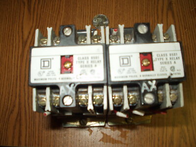 Mounted Pair of SQUARE D CLASS 8501 TYPE X S-1 RELAY SERIES A 8-POLE ...