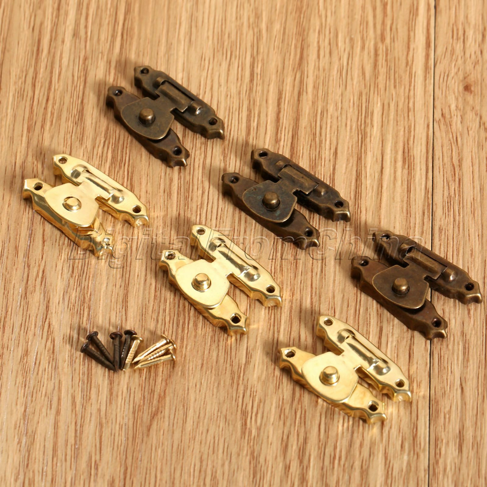 Antique Bronze Gold 5/10Pcs Mini Hasp Latches Jewellery Box Wooden Case ...