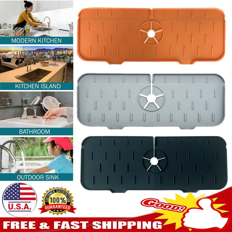 new SINK FAUCET MAT Kitchen Protector Splash Guard Silicone Drying Tray ...