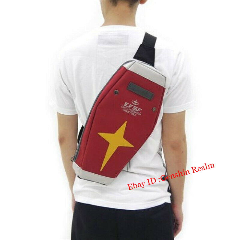 Gundam Shield Crossbody Bag Cosplay Anime Red Canvas Shoulder Bag ...