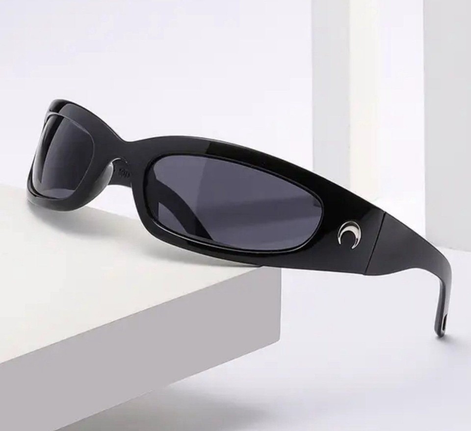Vintage Black Rectangle Y2K Sunglasses For Women Men Luxury Brand Punk ...