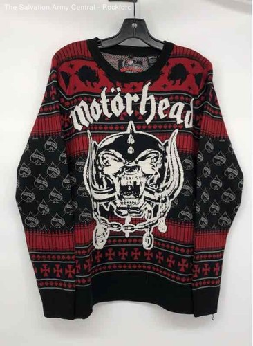 Motorhead Mens Black Red Warpig Long Sleeve Crew Neck Pullover Sweater ...