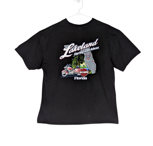 Harley Davidson Mens XL Black Short Sleeve T-Shirt Lakeland Florida Map ...