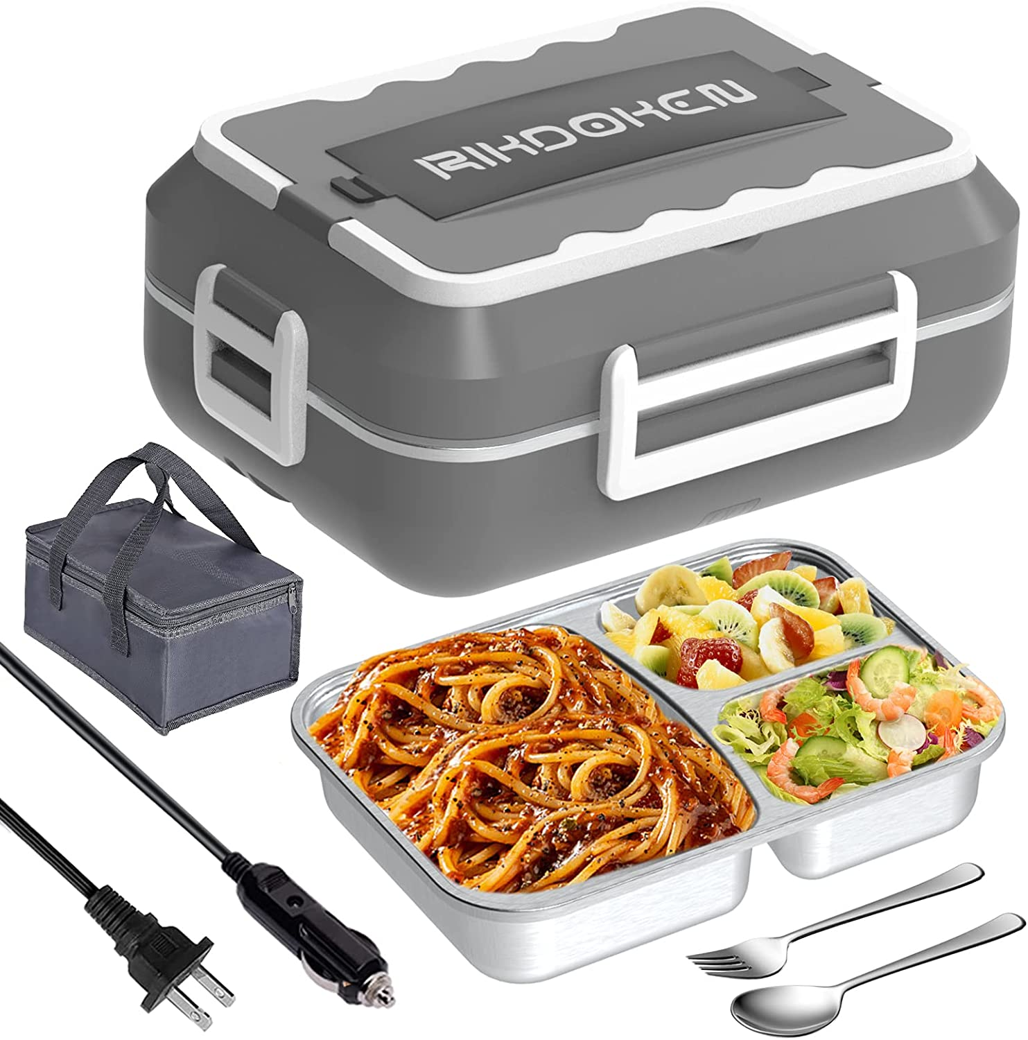 60W Faster Electric Lunch Box Food Heater, Portable, Stainless Steel, 1 ...